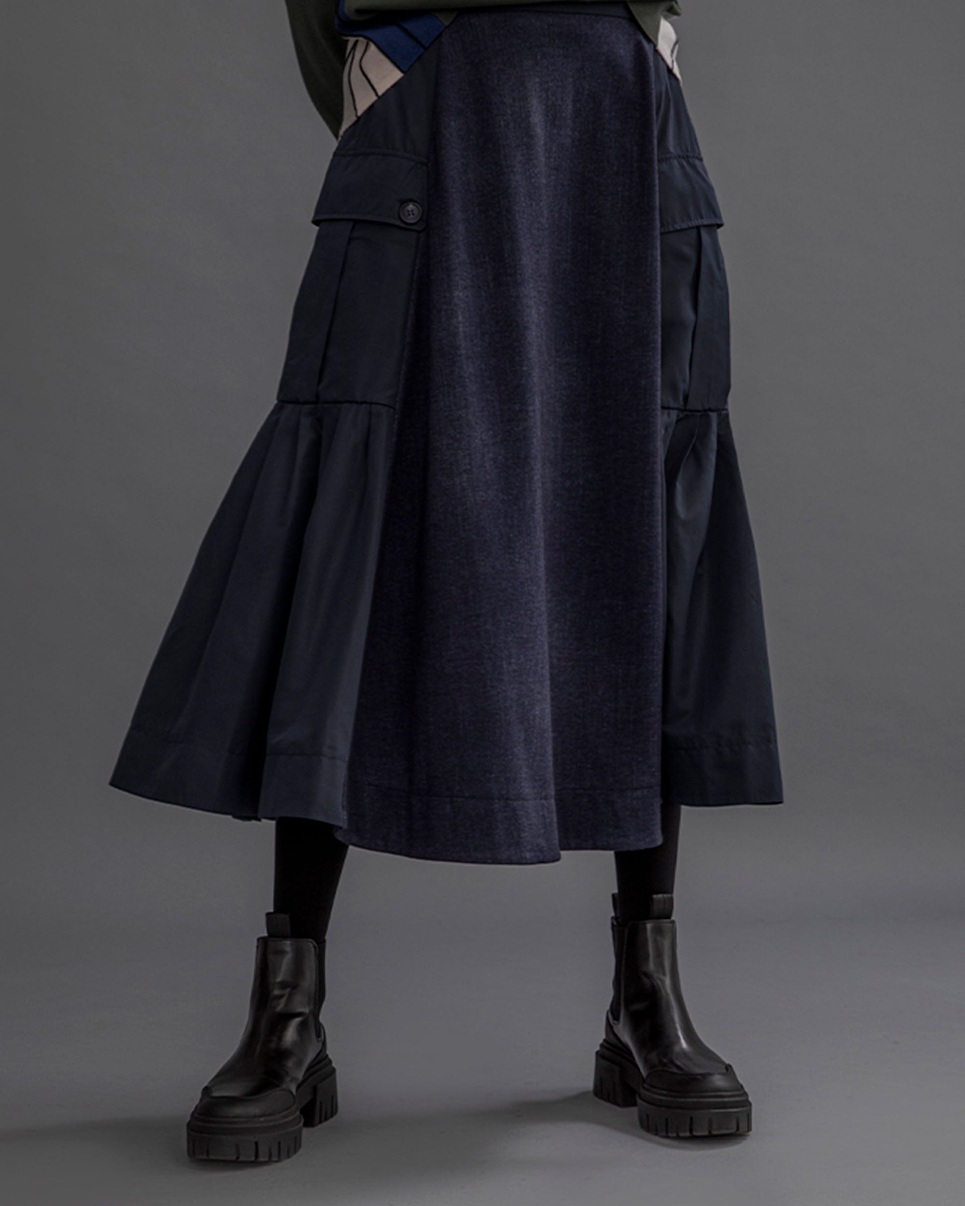 Denim Nylon Mix Cargo Mermaid Maxi Skirt | ATSURO TAYAMA – SIDEFAME ...